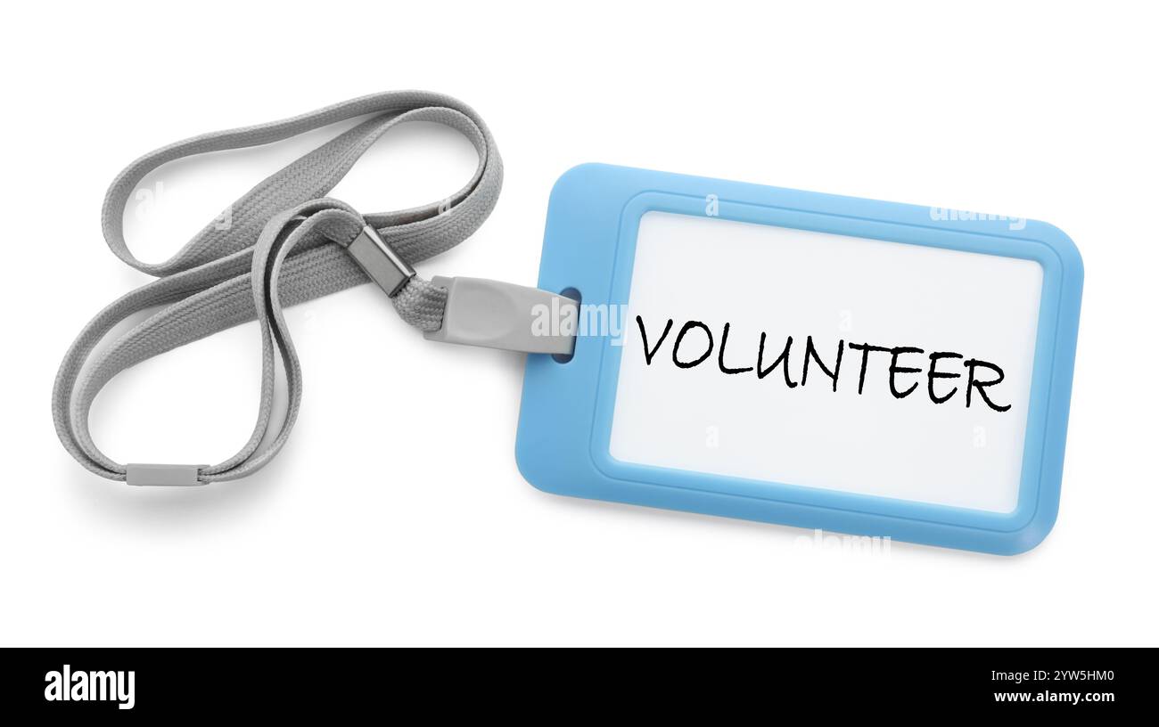Badge with word Volunteer isolated on white Stock Photo - Alamy