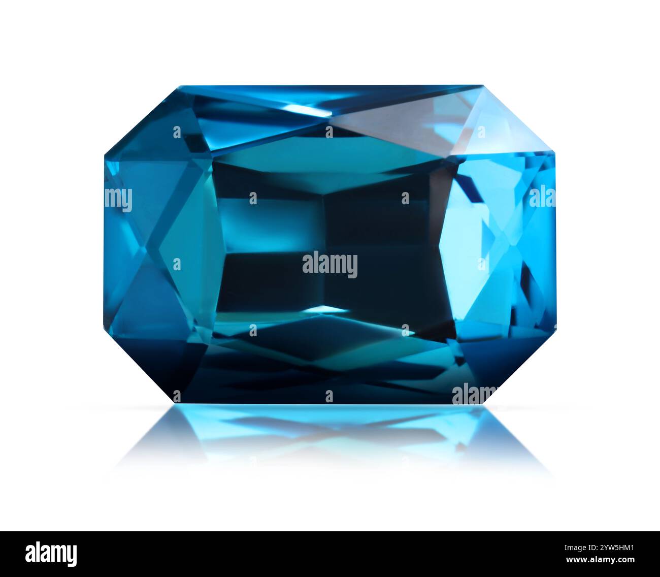 One blue shiny gemstone isolated on white Stock Photo - Alamy