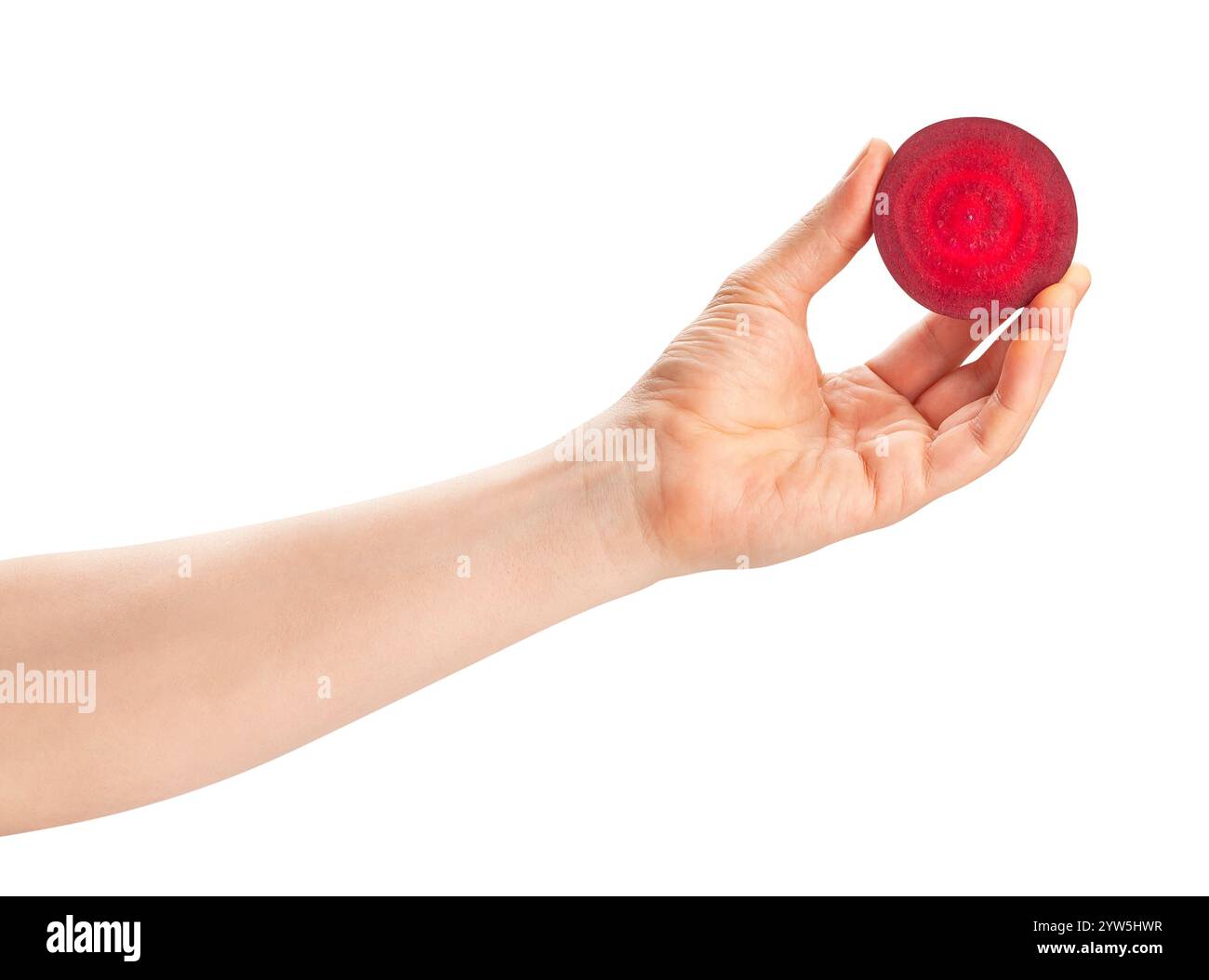 sliced beets in hand path isolated on white Stock Photo - Alamy