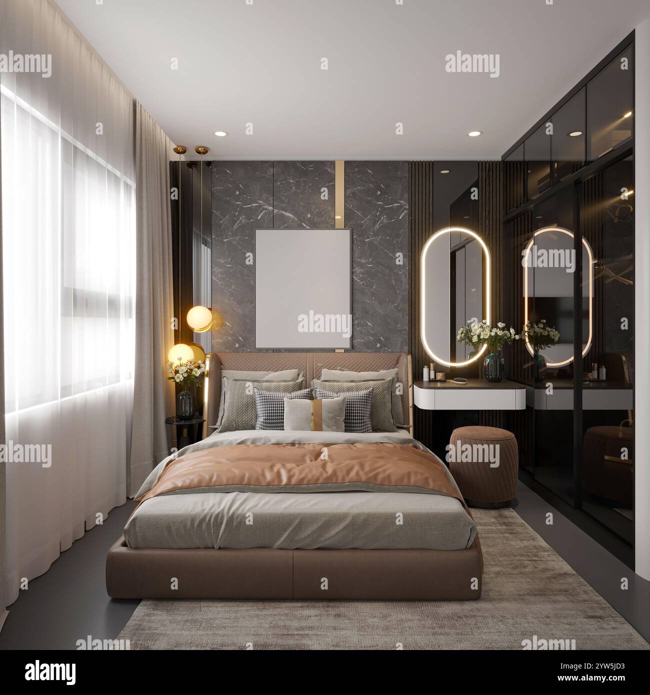 3d render modern bedroom Stock Photo - Alamy