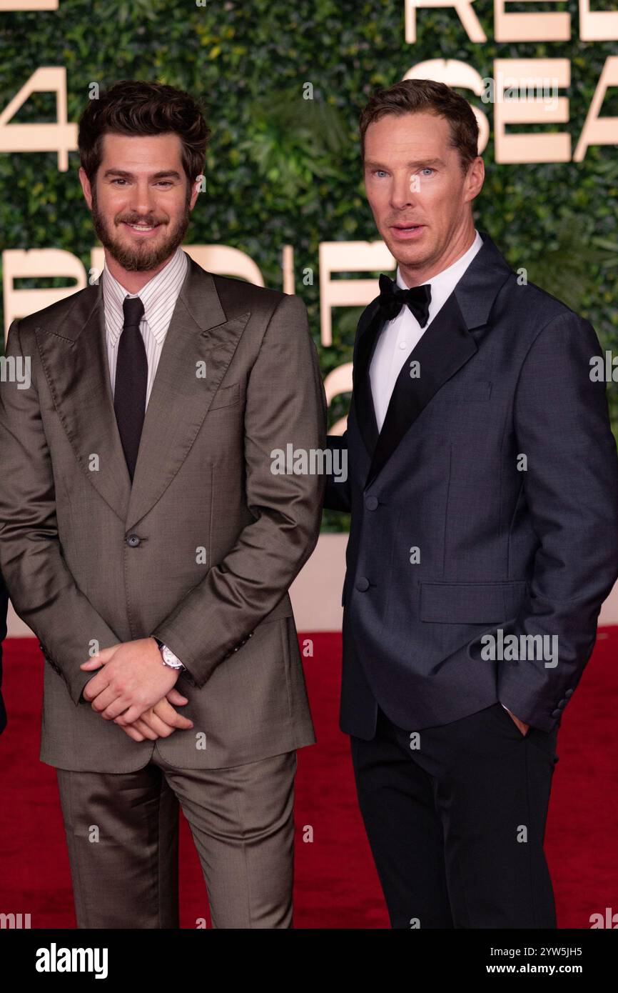 Benedict Cumberbatch, right and Andrew Garfield pose for photographers ...