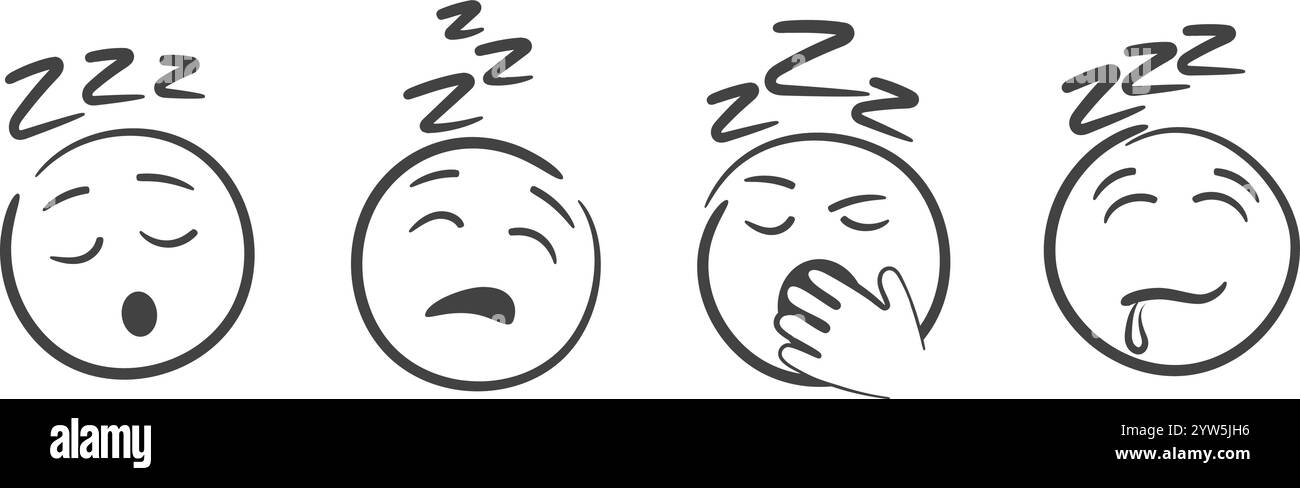 Doodle sleeping emoji set Stock Vector Image & Art - Alamy