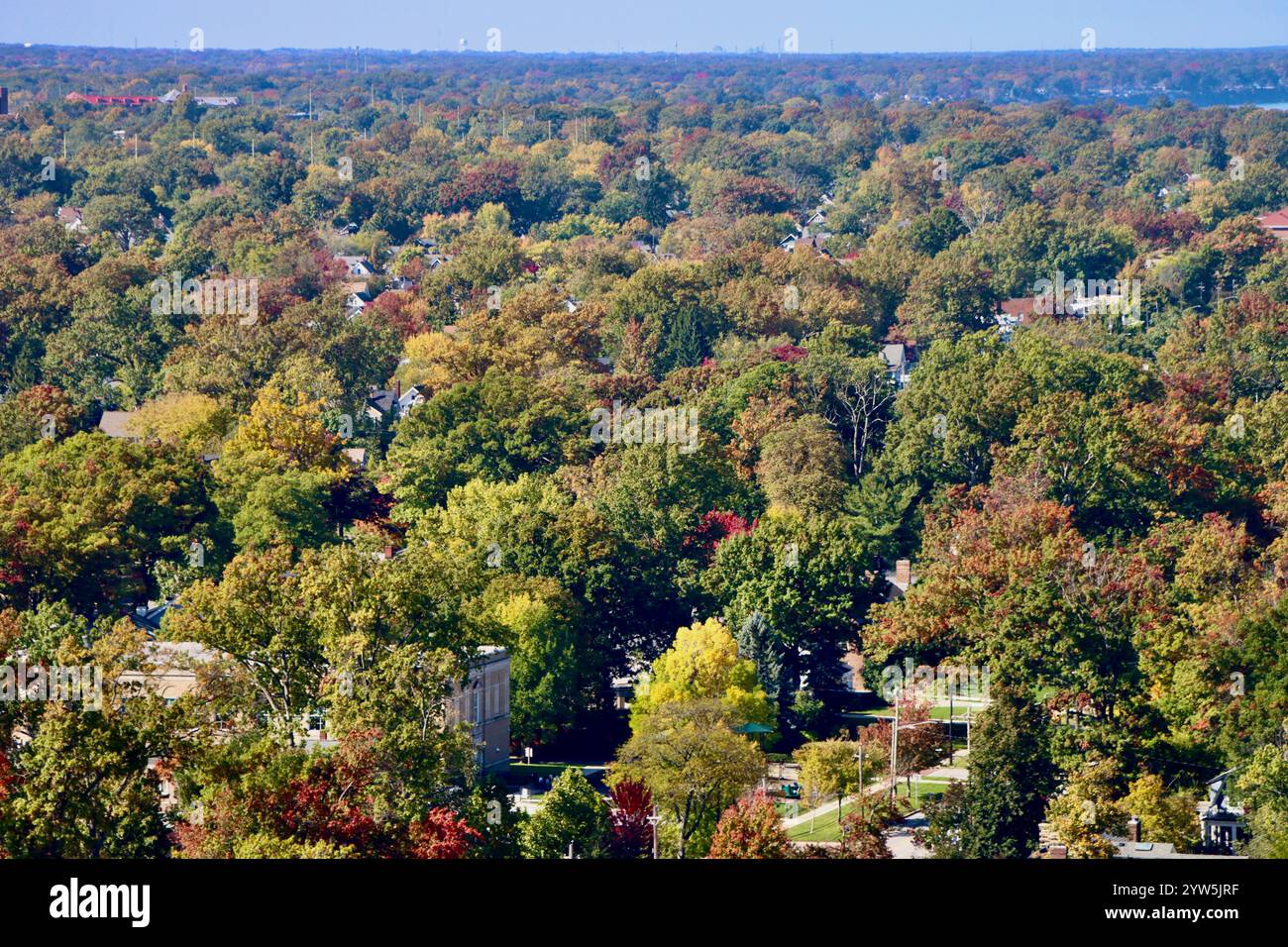 Aerial view of Lakewood, Ohio, west of downtown Cleveland, fall 2024 ...