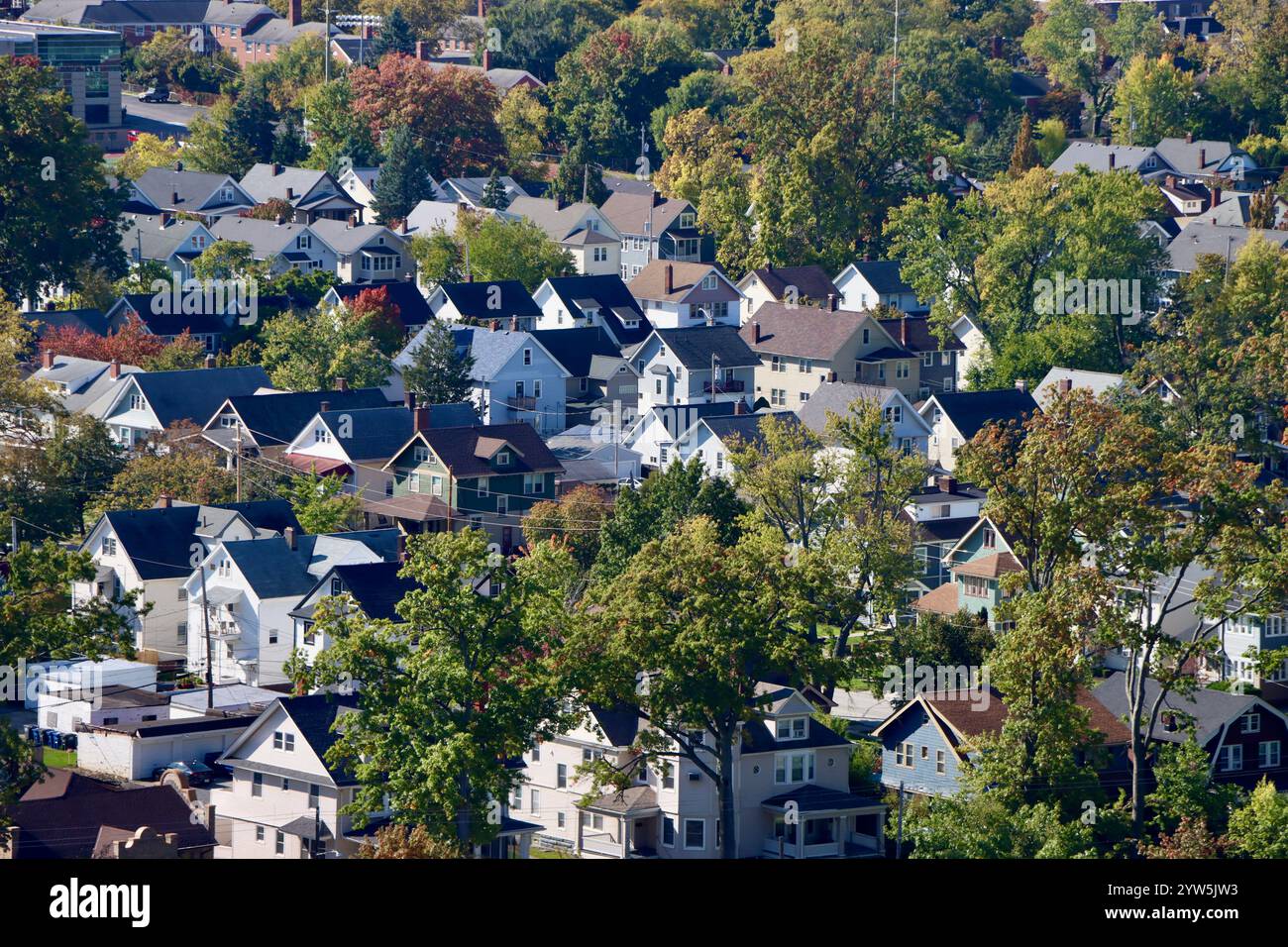 Aerial view of Lakewood, Ohio, west of downtown Cleveland, fall 2024 ...