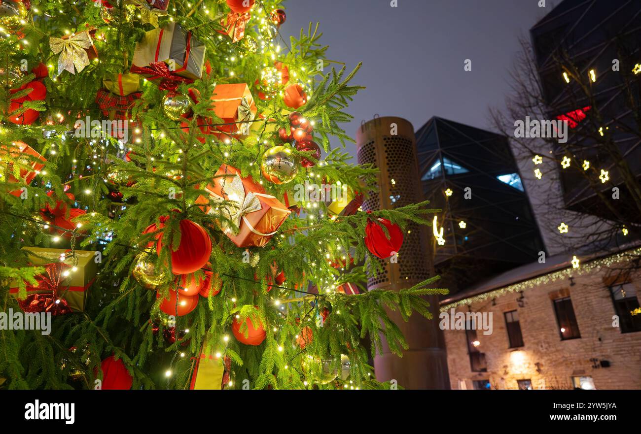 Beautiful Christmas tree in the Rotermann quarter in Tallinn Stock ...