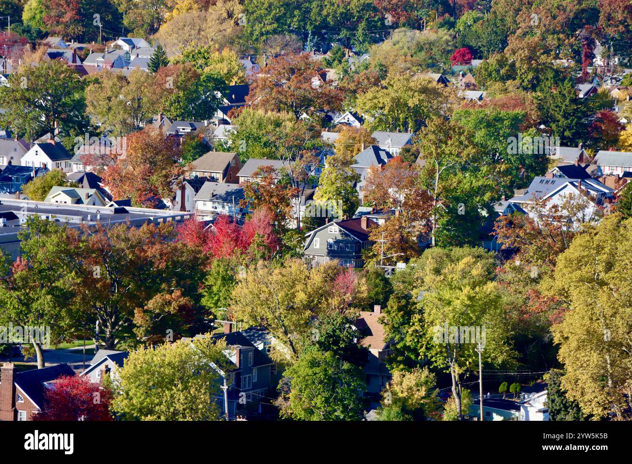 Aerial view of Lakewood, Ohio, west of downtown Cleveland, fall 2024 ...