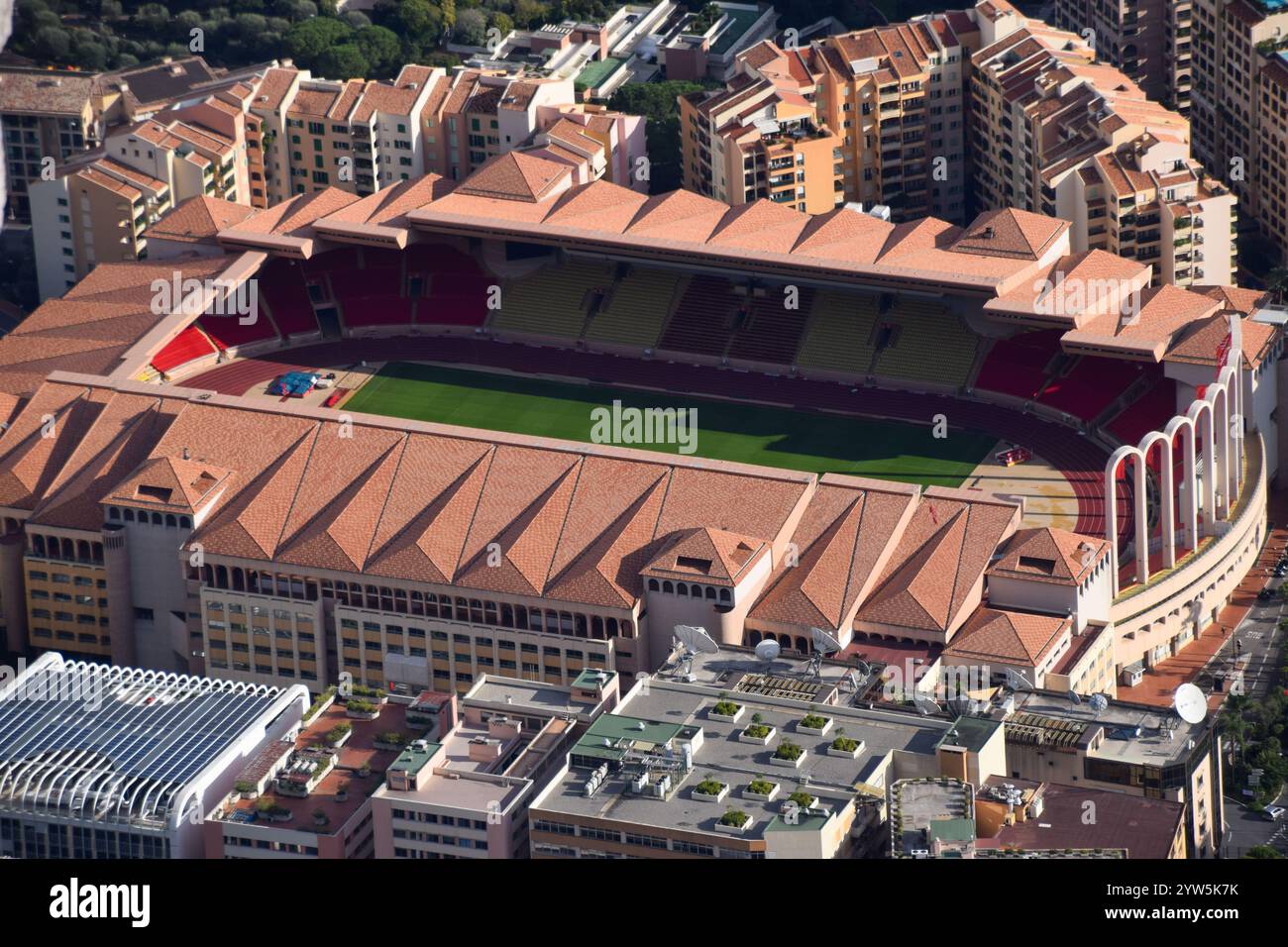 Fontvieille, Monaco, 2019. Aerial view of Stade Louis II AS Monaco FC ...