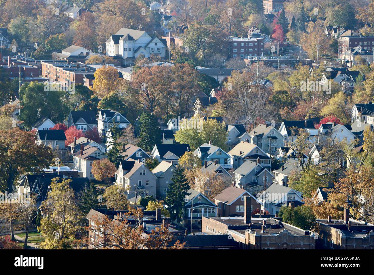Aerial view of Lakewood, Ohio, west of downtown Cleveland, fall 2024 ...