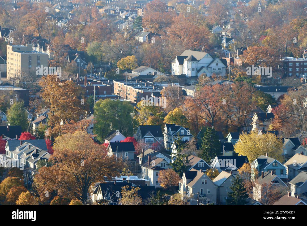 Aerial view of Lakewood, Ohio, west of downtown Cleveland, fall 2024 ...