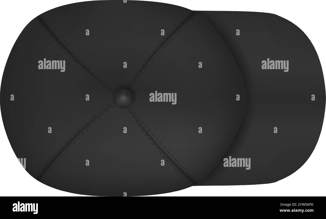 Classic black baseball cap lying flat on a white background, presenting ...