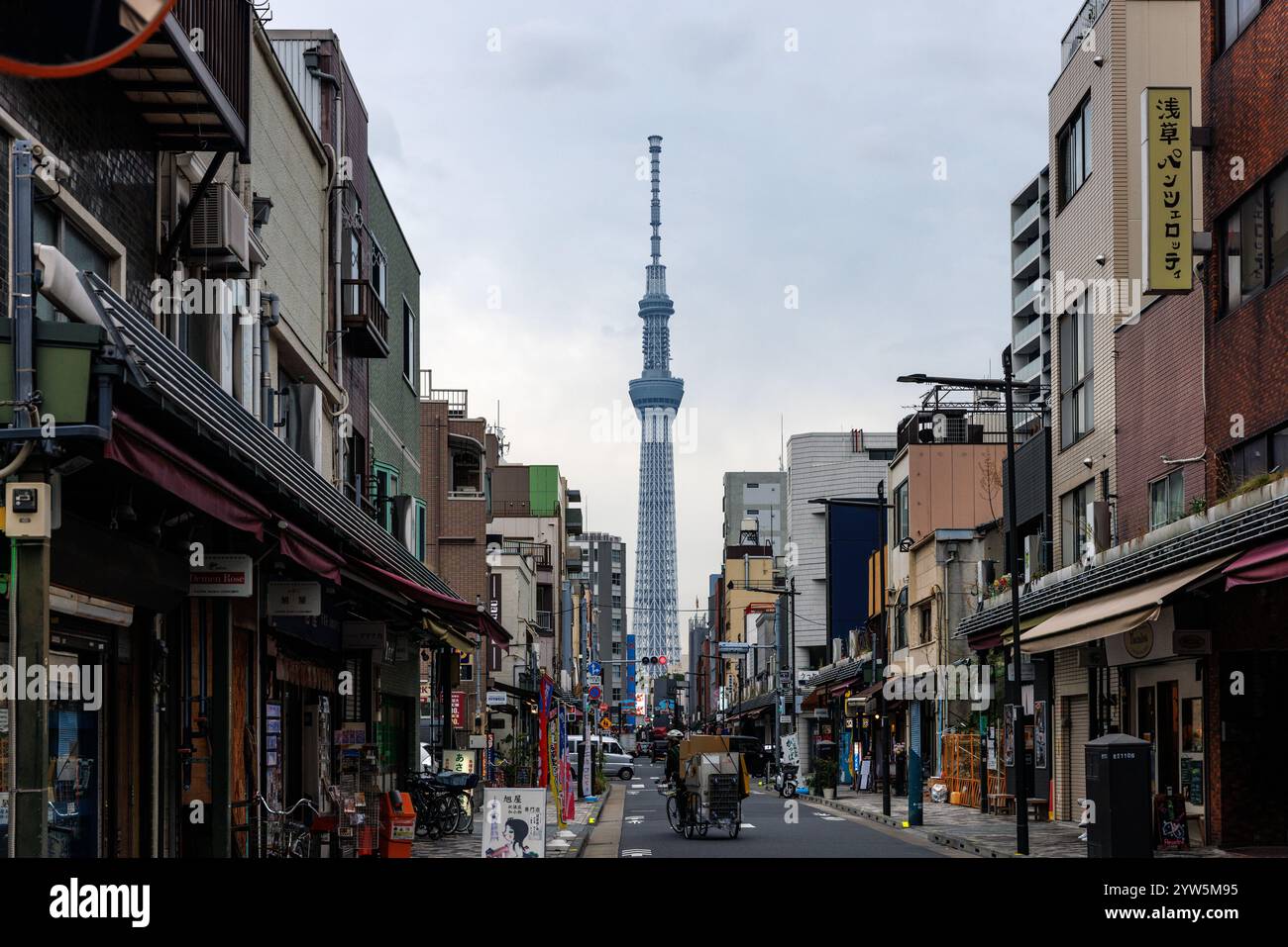 Bustling street in Tokyo that leads to the iconic Tokyo Skytree landmark Stock Photo - Alamy