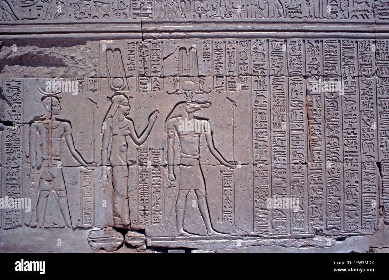 Detail of the relief, outer wall, double temple, Kom Ombo, Nile Valley ...
