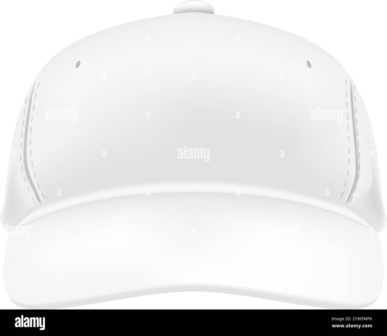 Classic white baseball cap with stitching details, presented in a front ...