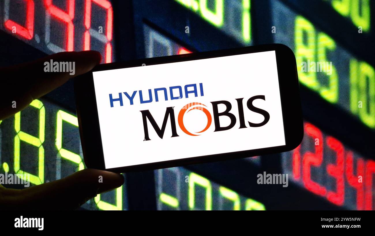 Konskie, Poland - December 08, 2024: Hyundai Mobis company logo ...