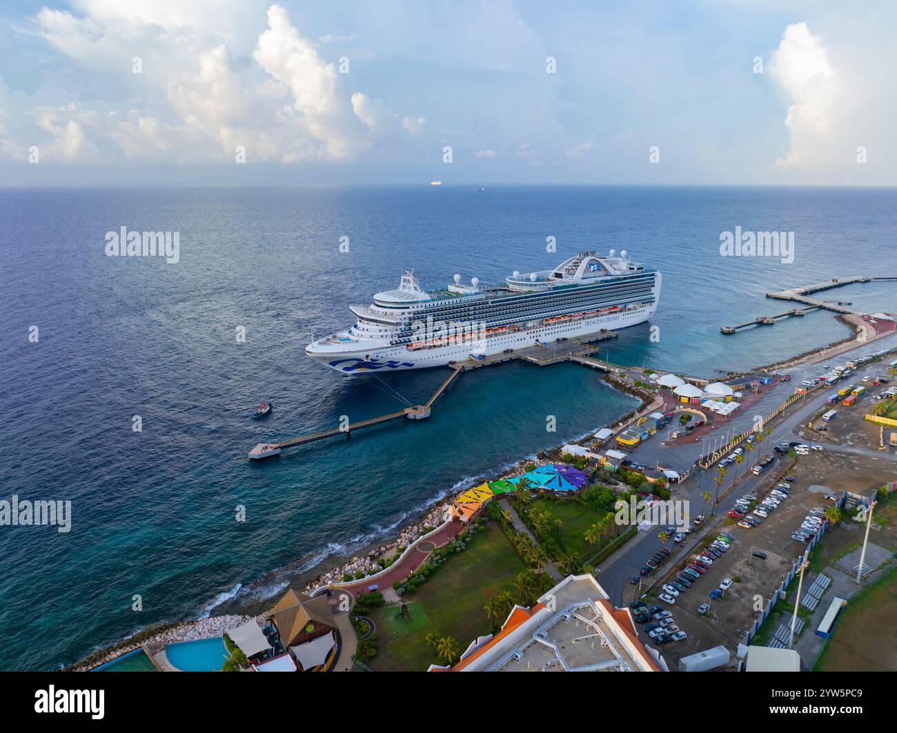 Emerald Princess aerial view by Princess Cruises docked at Curacao ...
