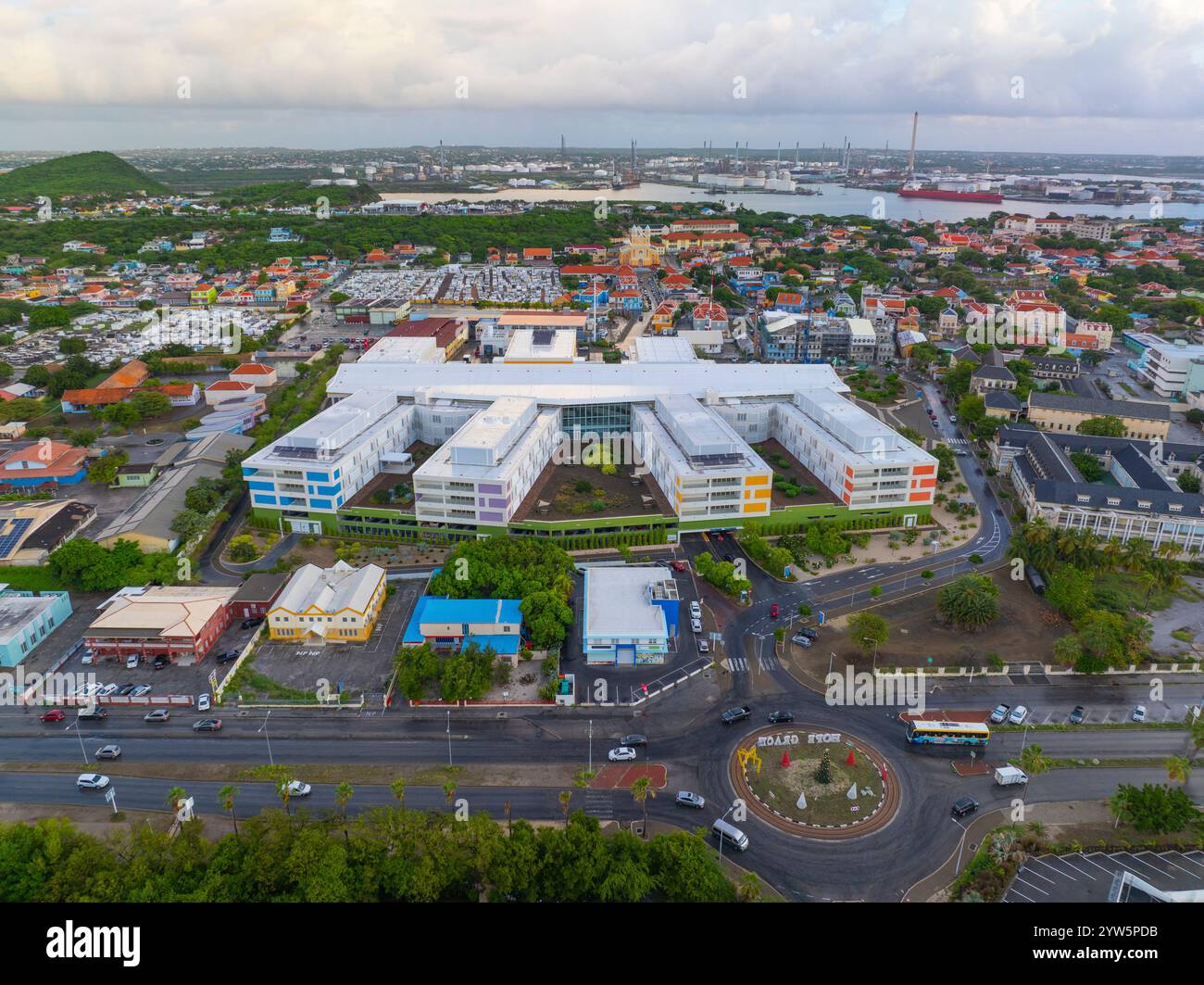 Curacao Medical Center aerial view in Otrobanda center in city of ...
