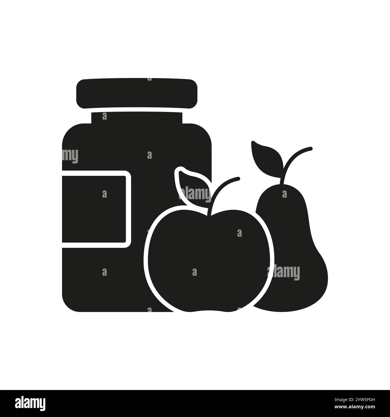 Dietary Supplement Bottle With Apple And Pear Silhouette Icon. Vitamins ...