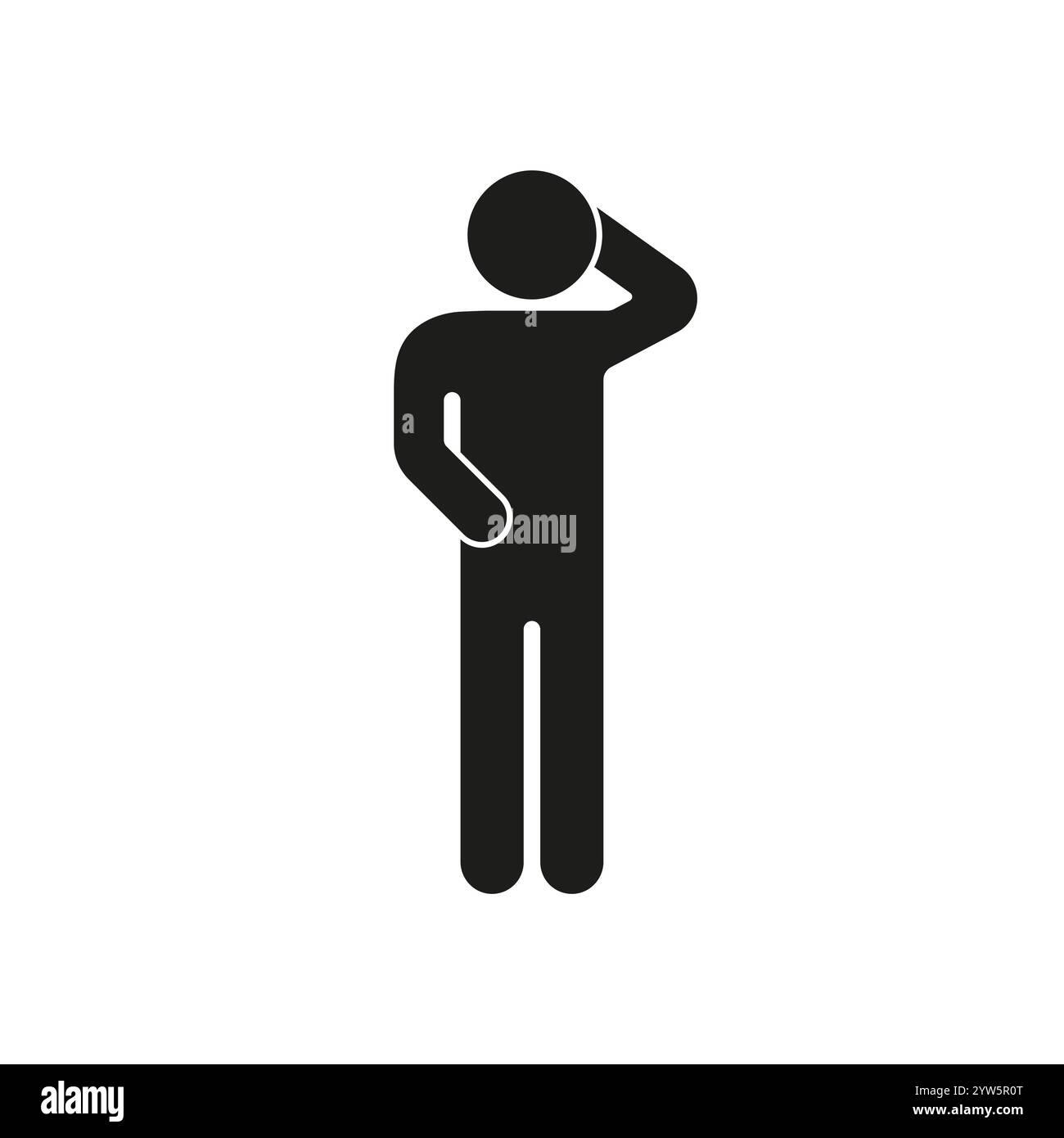 Man Figure in Pondering Pose Silhouette Icon. Stick Figure with ...