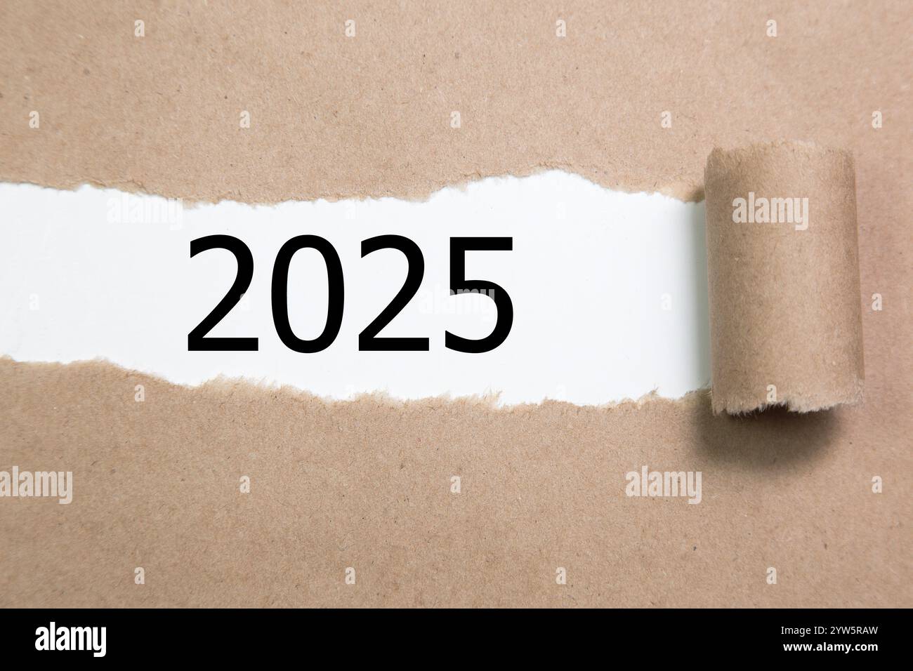 2025 on Torn Paper. New year concept with typographic 2025 on paper ...