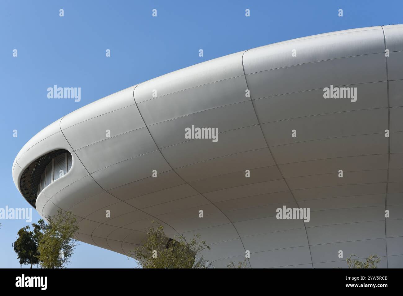 LOS ANGELES, CALIFORNIA - 4 DEC 2024: Detail of the Lucas Museum of Narrative Art in Exposition ...