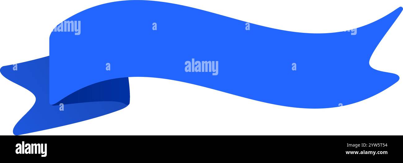 Bright blue ribbon waving and flowing elegantly in the wind, creating a ...