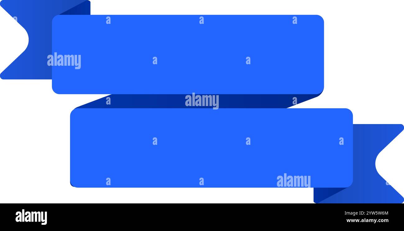 Waving double blue ribbon banner creating ample space for text or ...