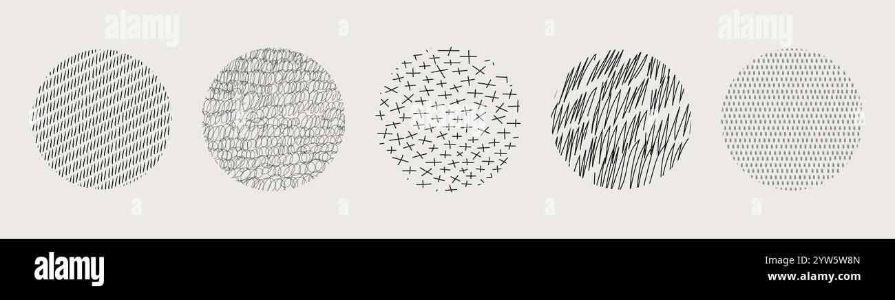 Slash quirky irregular lines textures set in doodle hand drawn style ...