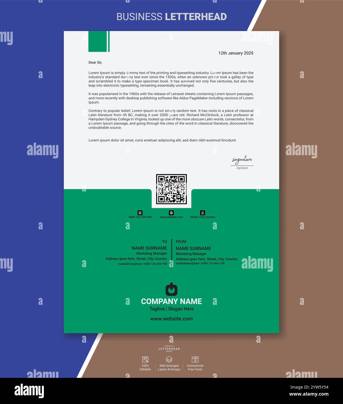 Modern corporate letterhead template bundle featuring minimal abstract ...