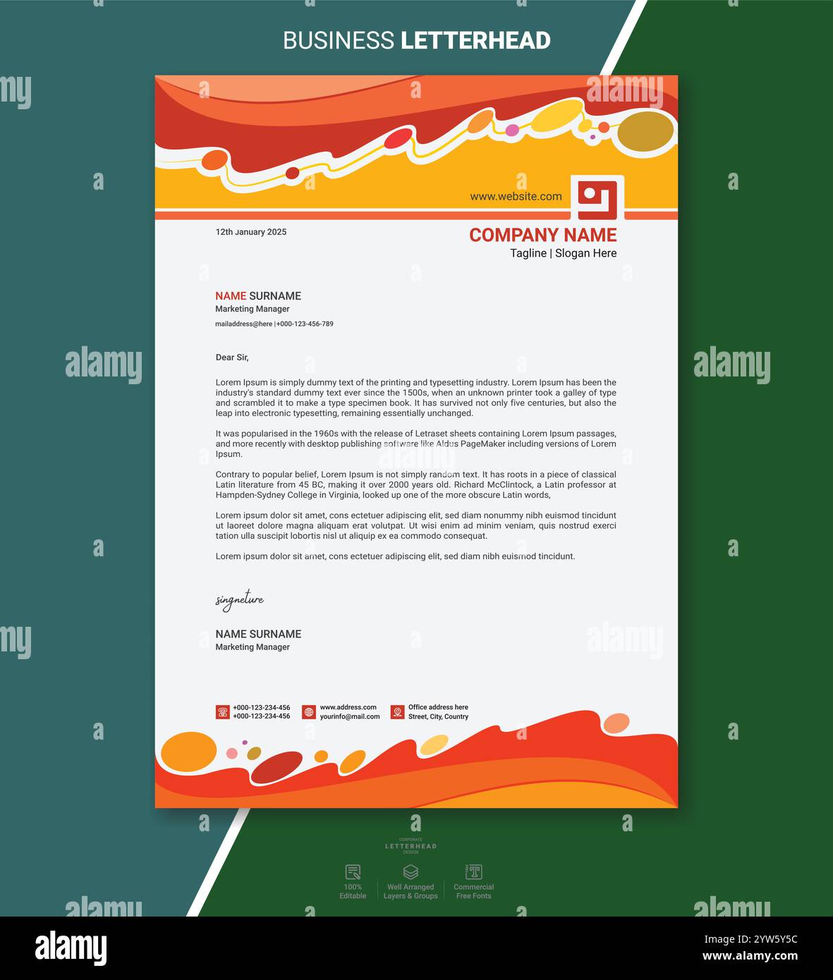 Modern corporate letterhead template bundle featuring minimal abstract ...