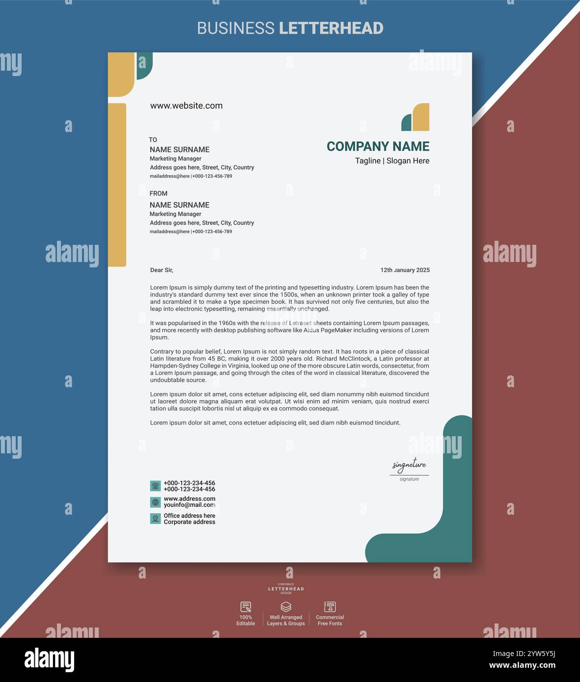 Modern corporate letterhead template bundle featuring minimal abstract ...