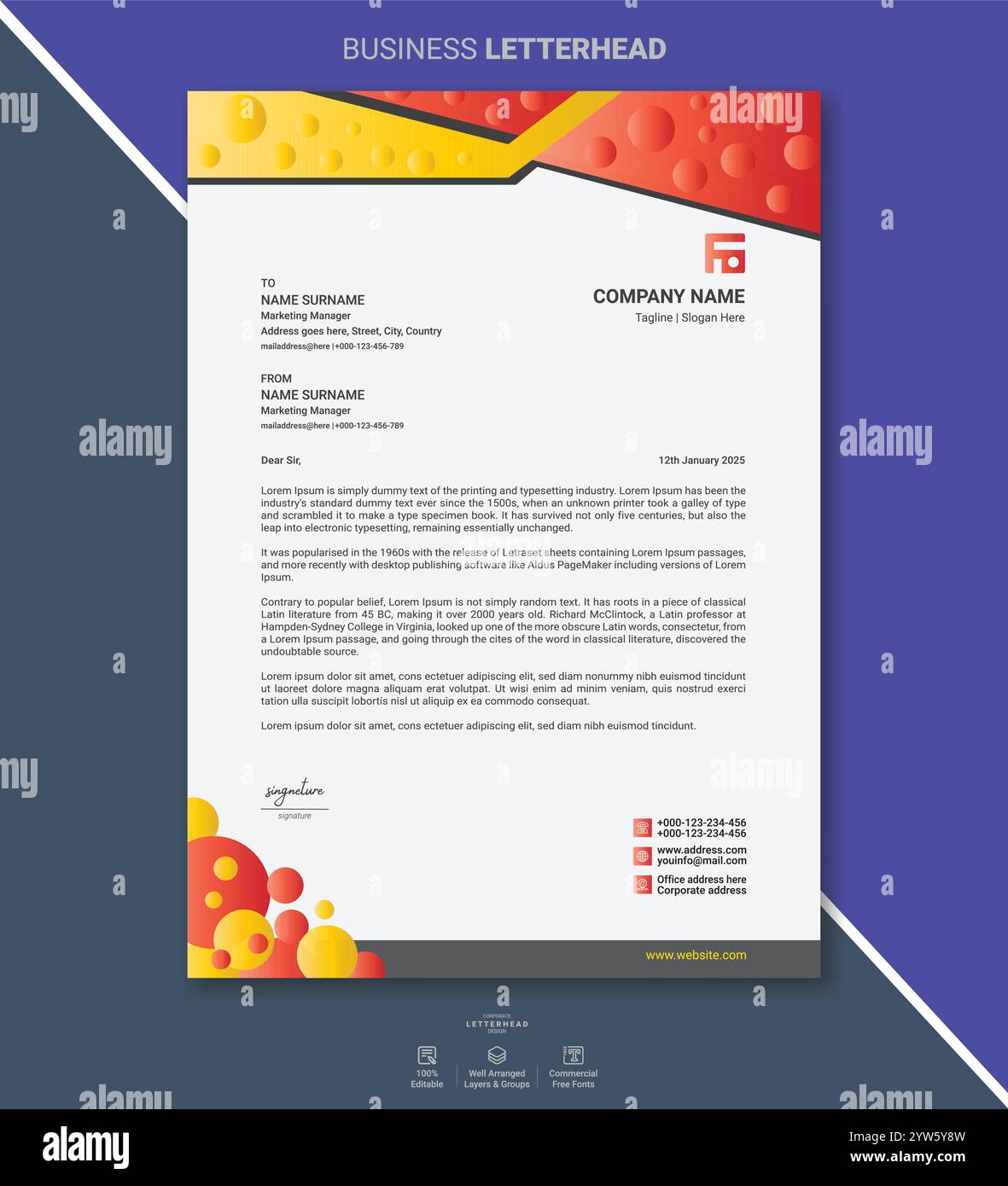 Modern corporate letterhead template bundle featuring minimal abstract ...