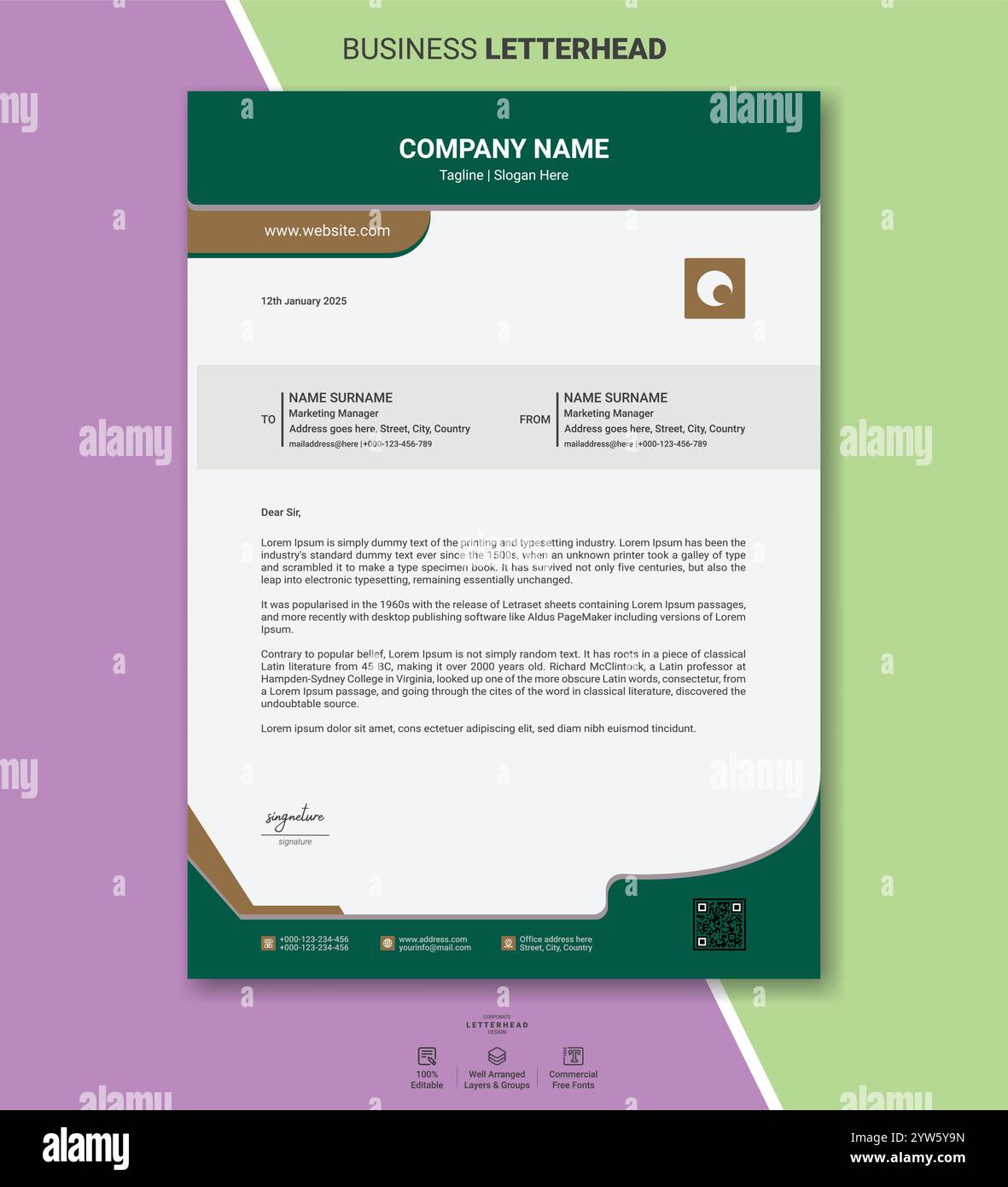 Modern corporate letterhead template bundle featuring minimal abstract ...
