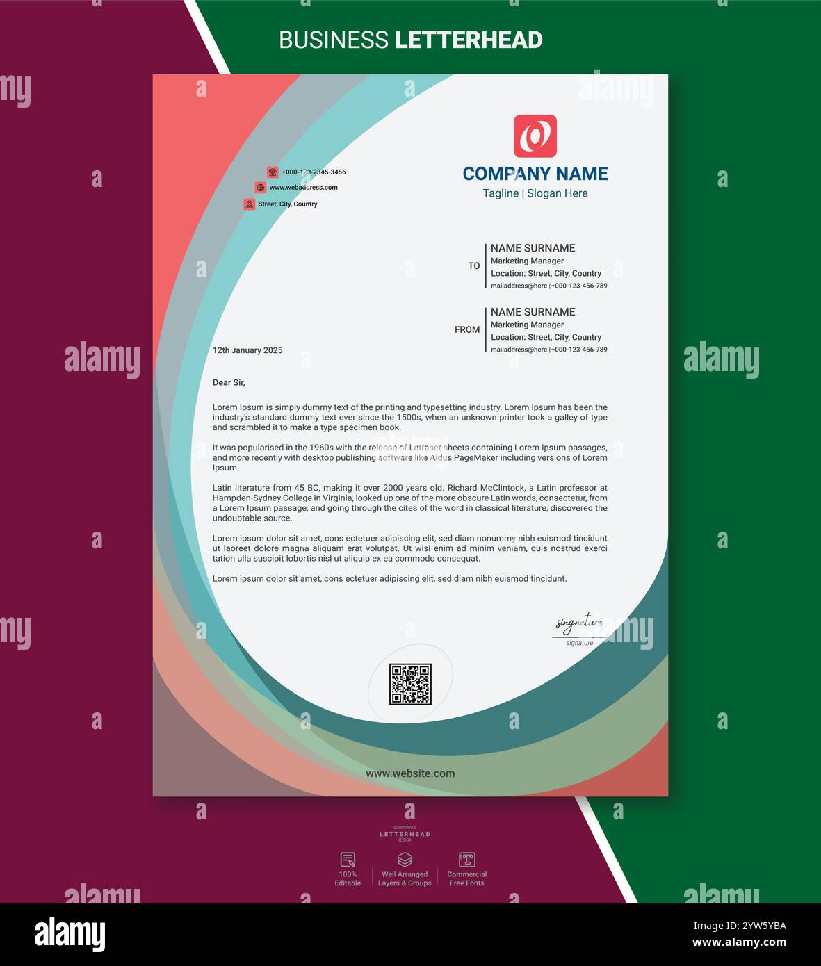 Modern corporate letterhead template bundle featuring minimal abstract ...