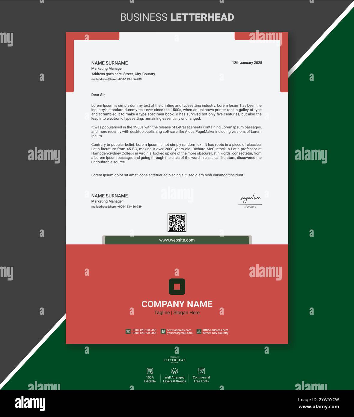 Modern corporate letterhead template bundle featuring minimal abstract ...