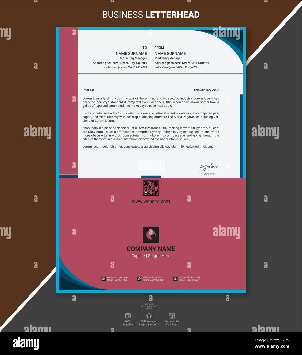 Modern corporate letterhead template bundle featuring minimal abstract ...