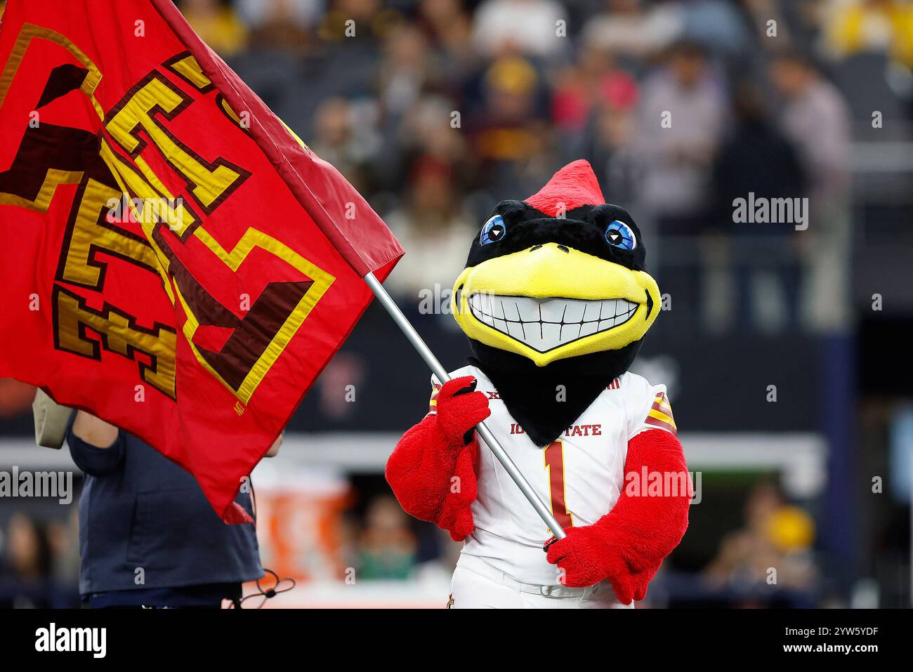 Iowa State mascot carries a flag in the Big 12 Conference championship ...