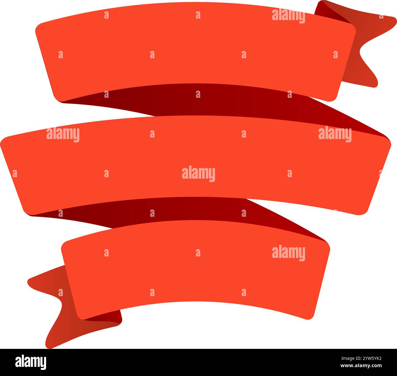 Three bright red ribbons are elegantly waving, forming horizontal lines ...