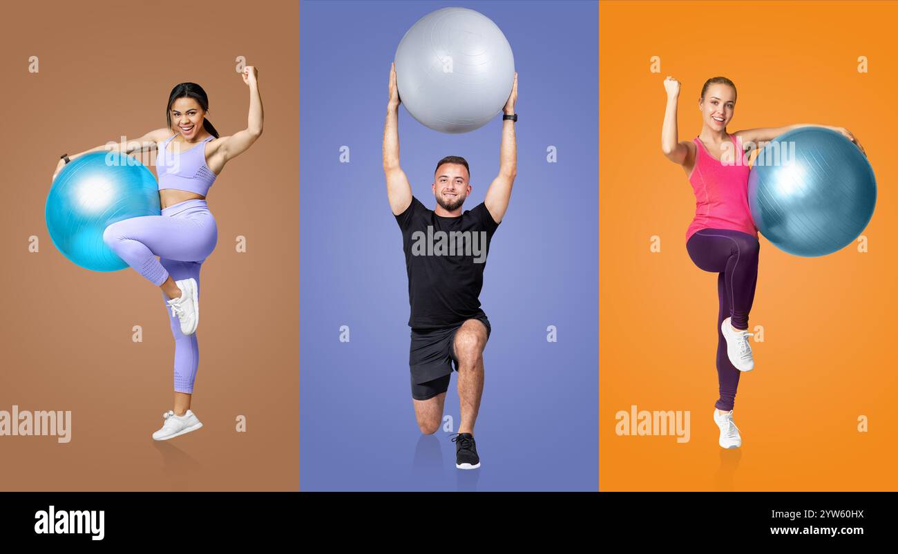 Collage people exercising in gym hi-res stock photography and images ...