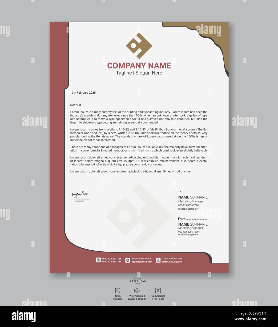 Modern corporate letterhead template bundle featuring minimal abstract ...