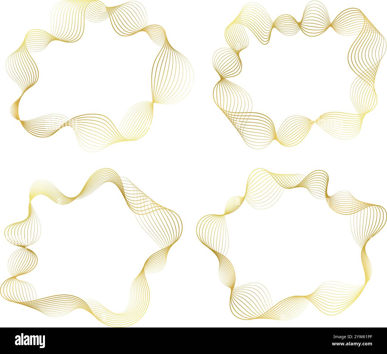Abstract wavy frames set, golden flowing borders isolated on white Stock Vector Image & Art - Alamy