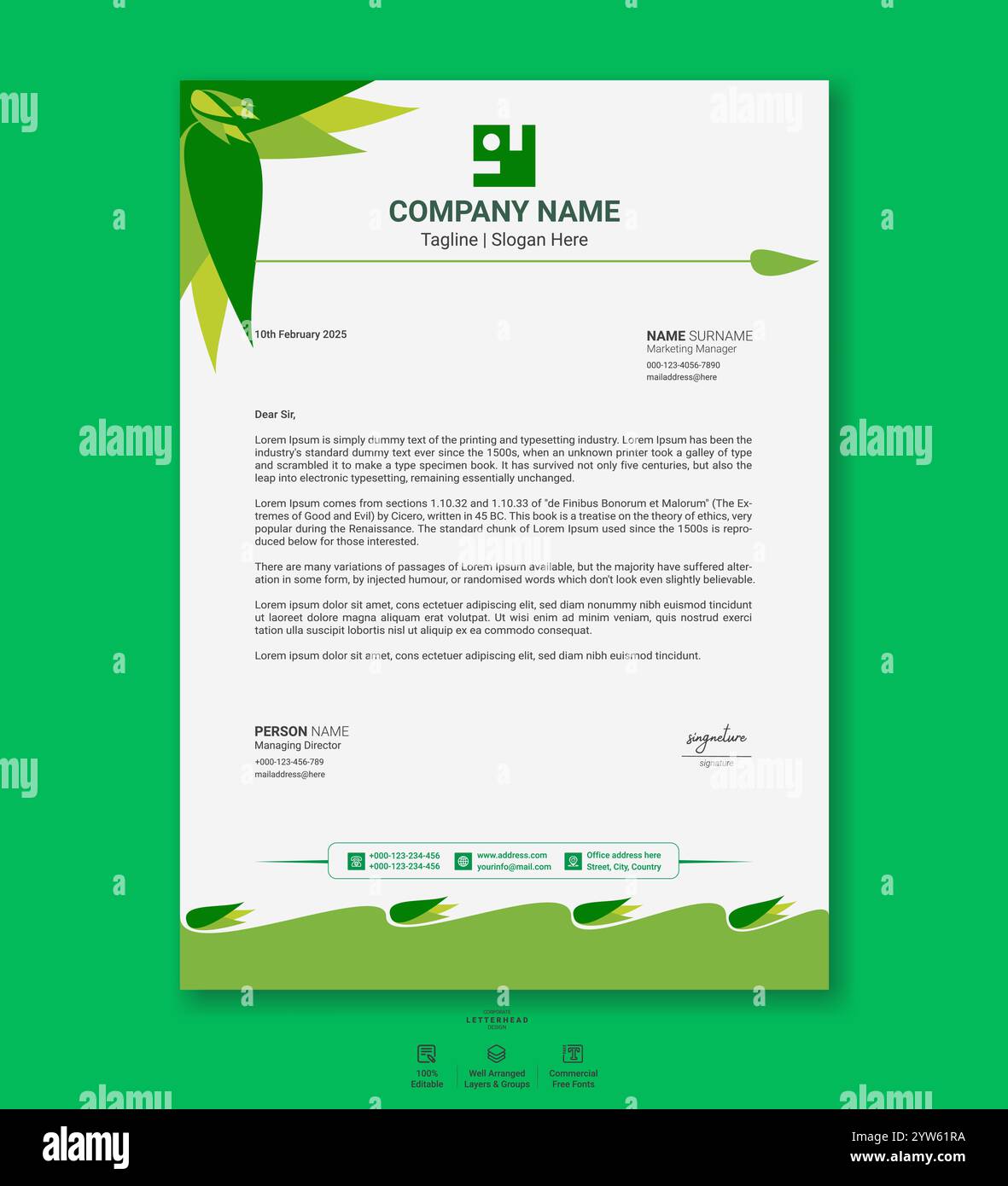 Modern corporate letterhead template bundle featuring minimal abstract ...