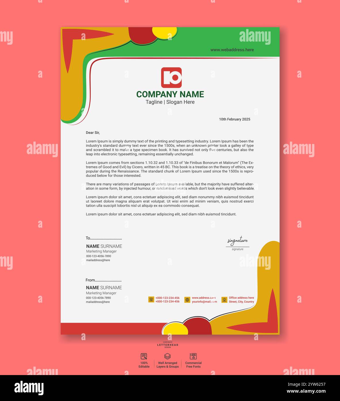 Modern corporate letterhead template bundle featuring minimal abstract ...