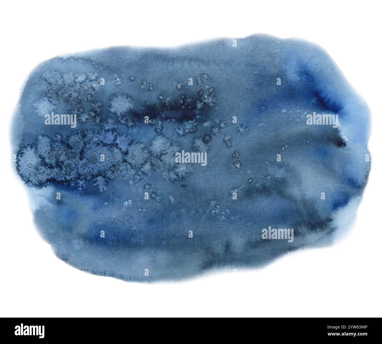 Large dark blue watercolor stain with water stains. Abstract winter ...