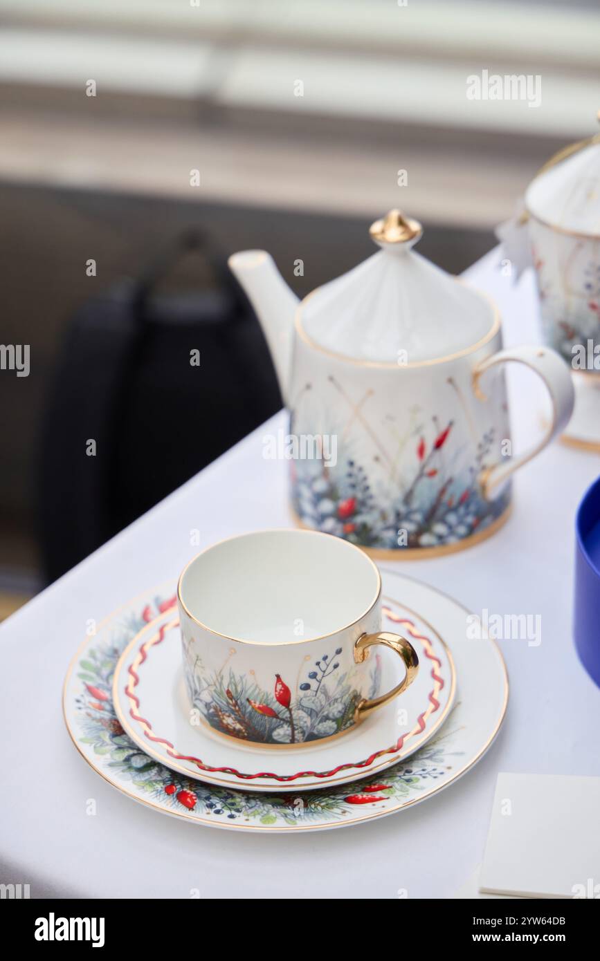 An Elegant Tea Set featuring a Floral Design including a beautifully ...