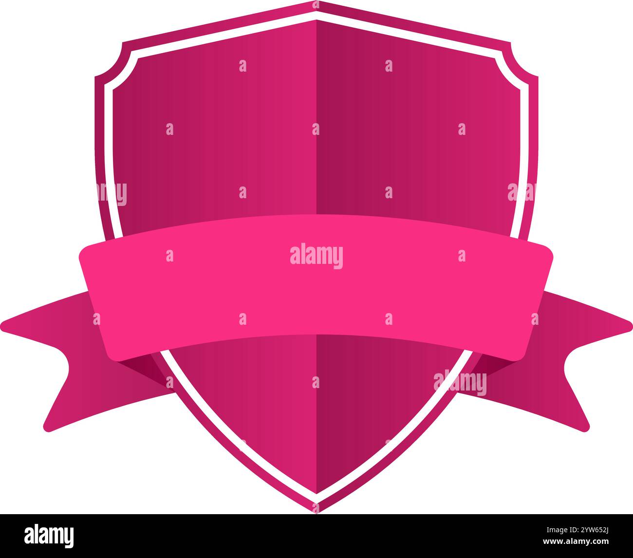 Pink shield with white border featuring a horizontal ribbon, conveying ...