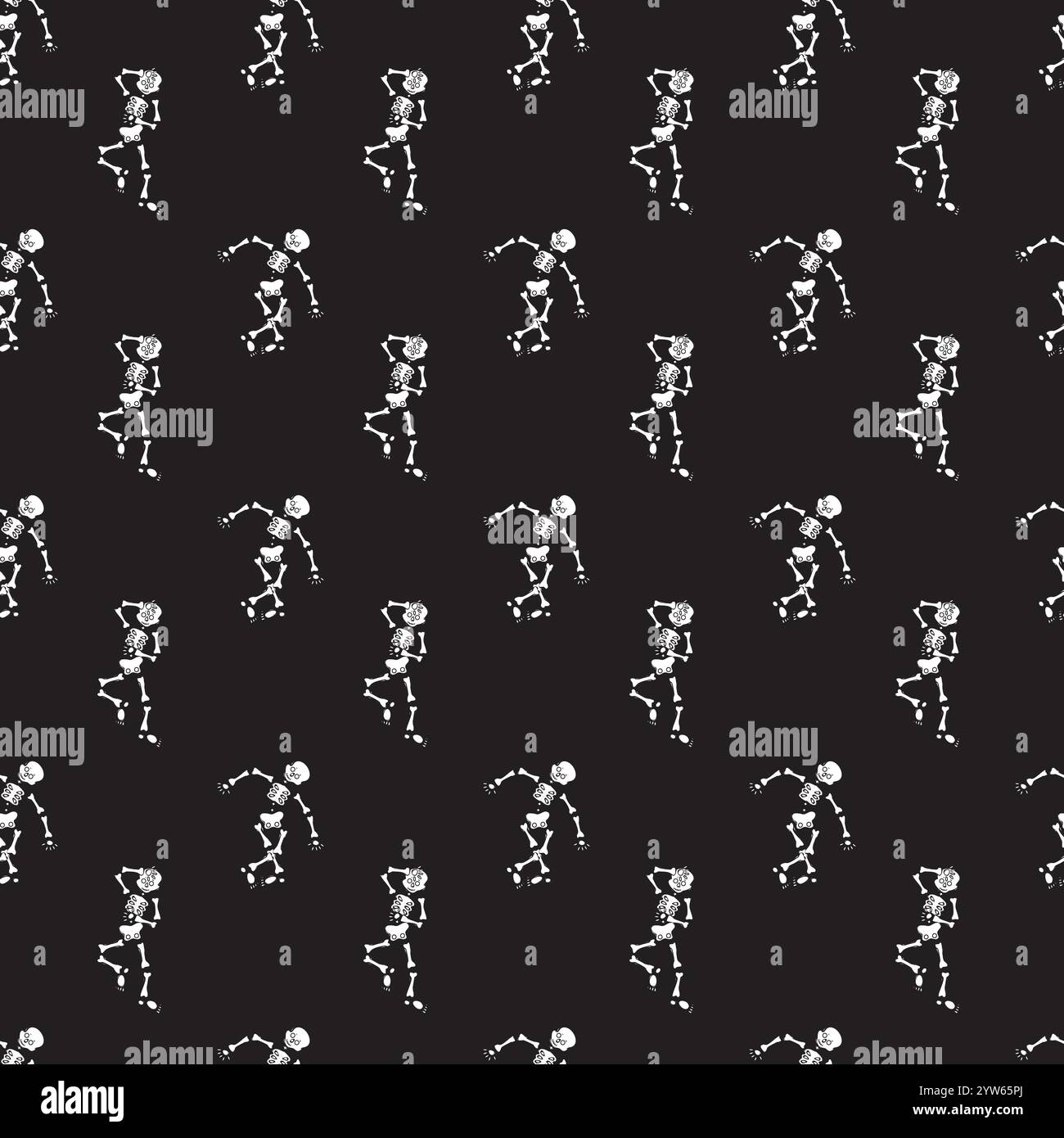 Dancing skeletons on a black background. Seamless pattern. Vector ...