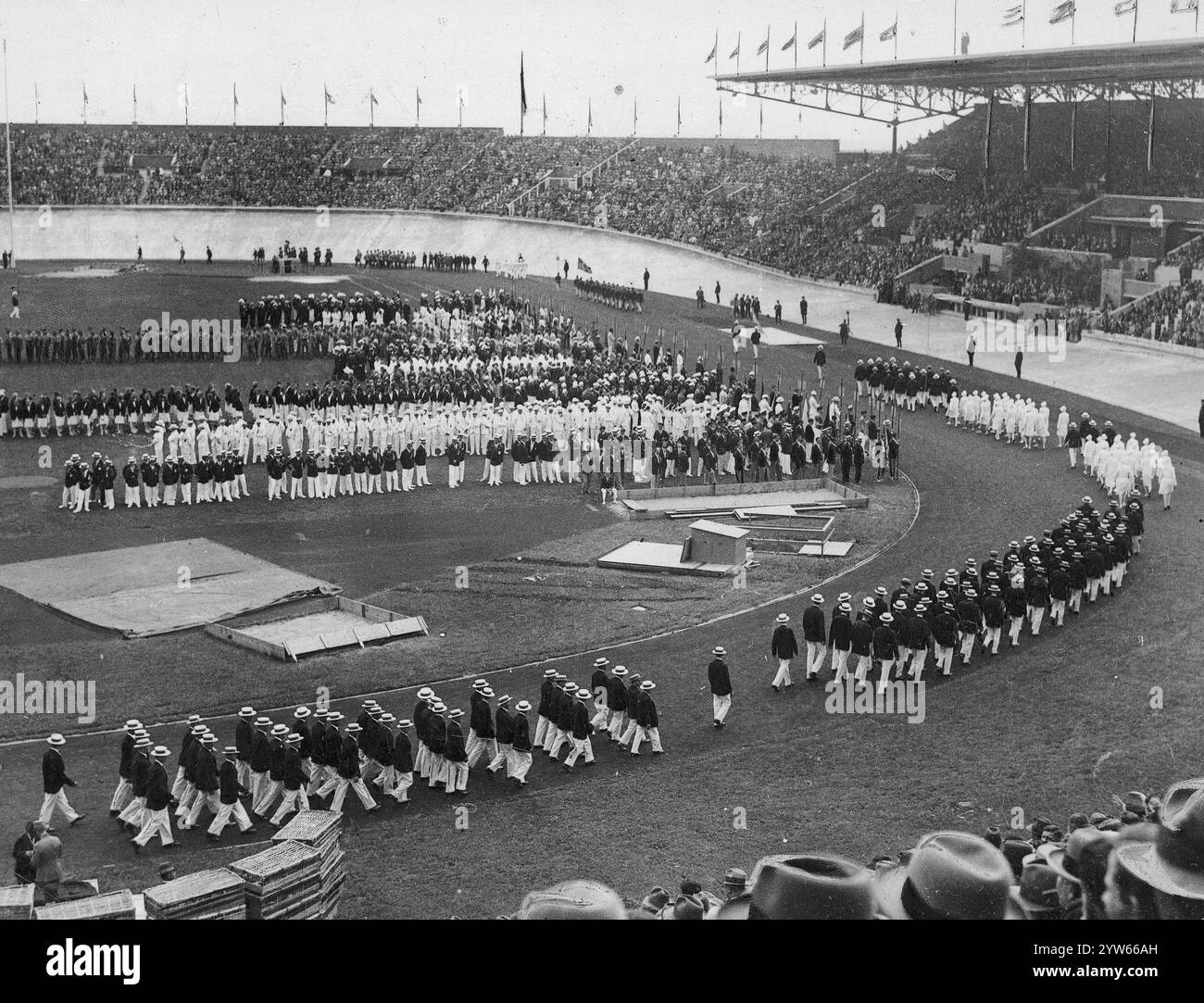 Opening of the 1928 Summer Olympics in Amsterdam.. Visible ...