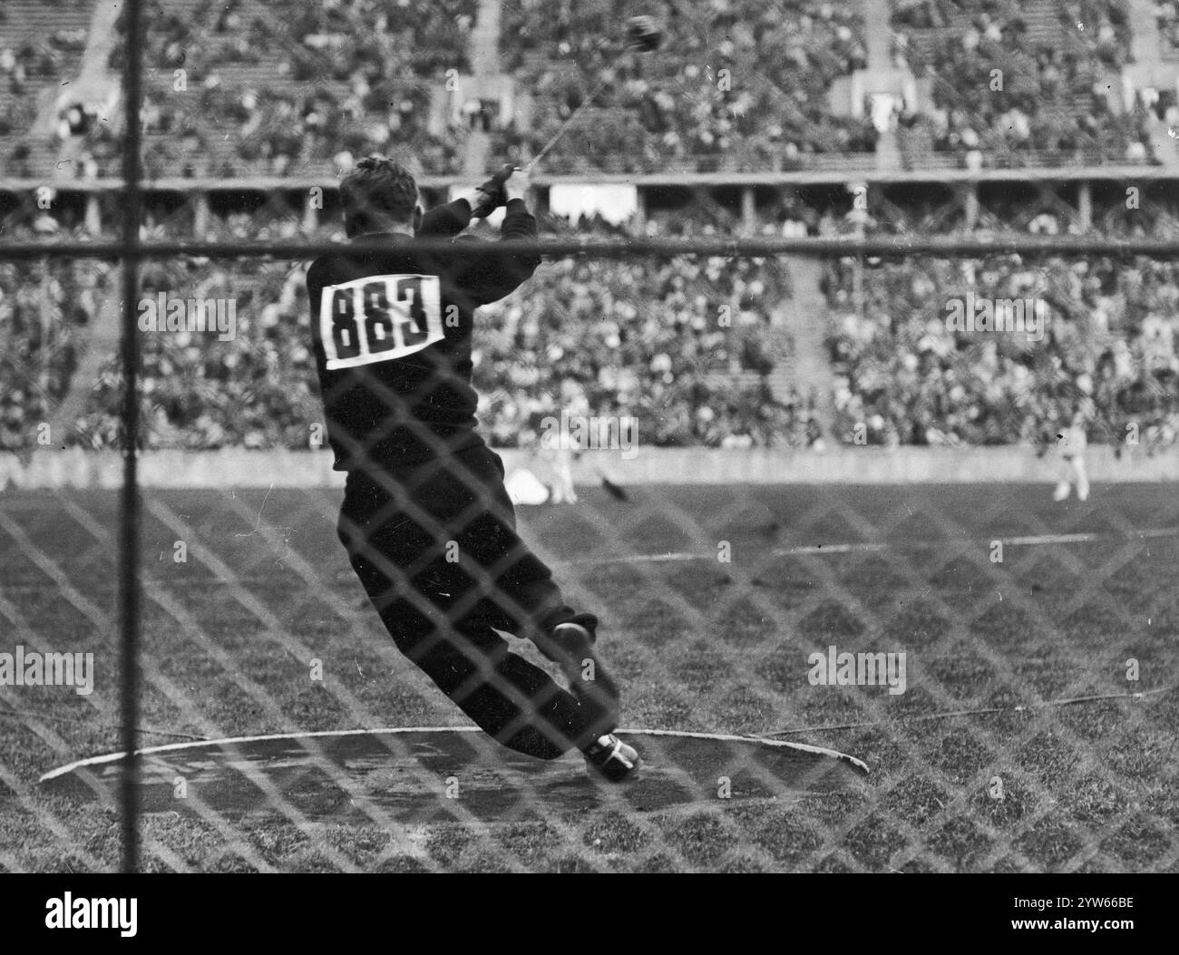 German hammer thrower Karl Hein during the competition. Archive ...