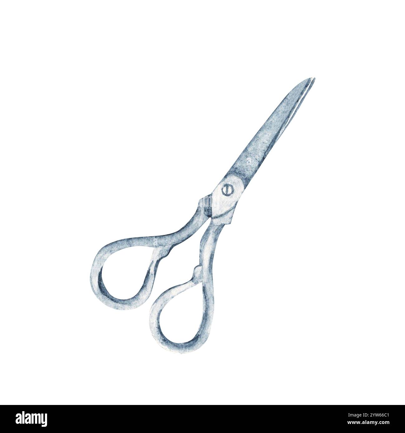 Tailor's steel Scissors. Hand drawn Watercolor illustration of Shears ...