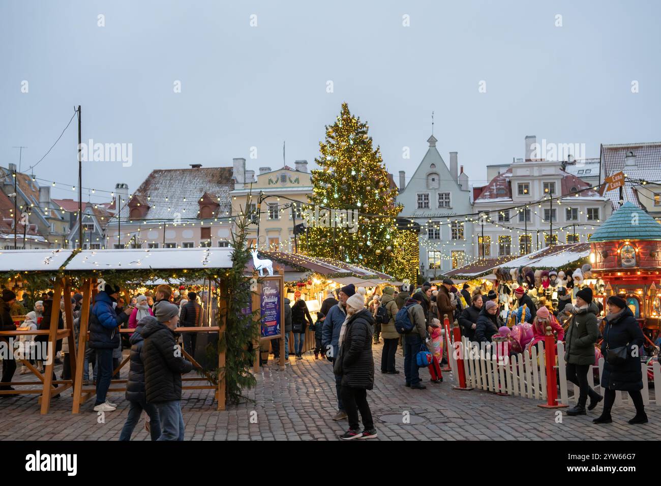Tallinn, Estonia - December 8, 2024: Christmas market in the Town Hall ...